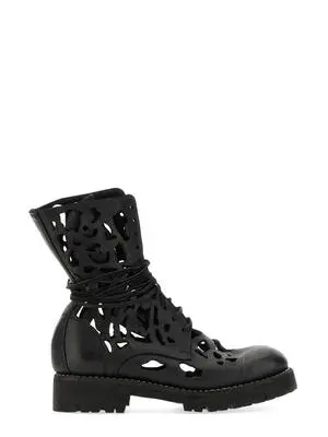 Guidi Ankle Boot With Cut Out Details - Black