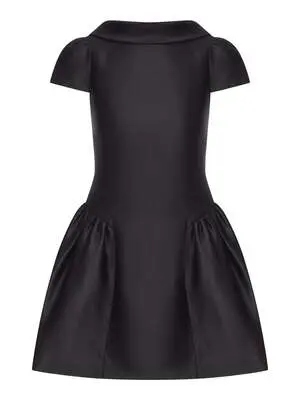 SELF-PORTRAIT Taffeta Mini Dress With Collar - Black