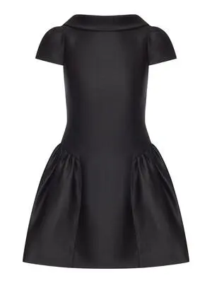 SELF-PORTRAIT Taffeta Mini Dress With Collar - Black