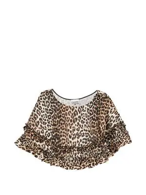 GANNI GANNI Leopard Print Nylon Mini Skirt Multicolor