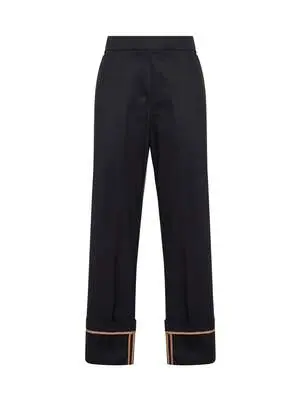 Herno Blue Cotton Gabardine Trousers With Turn-up Hems - Multicolor