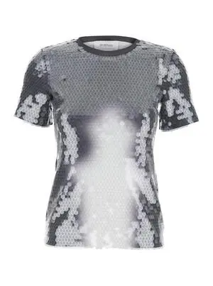 Sportmax Sportmax Women Grey T-Shirt With All-Over Applied Sequins In Tech Fabric Woman Multicolor
