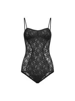 Attico Black Stretch Lace Bodysuit - Multicolor