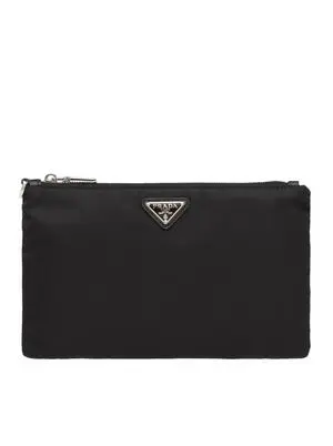 Prada Re-nylon And Saffiano Pouch - Black