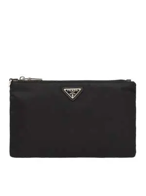Prada Re-nylon And Saffiano Pouch - Black