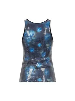 DIESEL® Floral Print And Sequins Jersey Tank Top - Multicolor