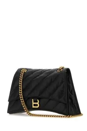 Balenciaga Leather Crush M Shoulder Bag - Black