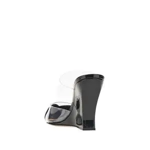 Alaïa Pvc And Leather 'le Coeur' Wedge Mules - Black