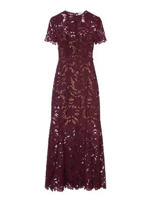 SELF-PORTRAIT Midi Lace Dress - Red
