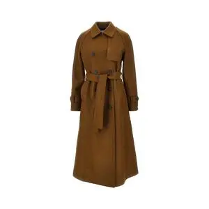Harris Wharf London Pressed Wool Long Trench Coat - Brown