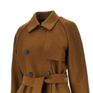 Harris Wharf London Pressed Wool Long Trench Coat - Brown