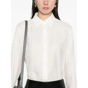 Gucci Silk Jacquard Gg Logo Shirt - Cream