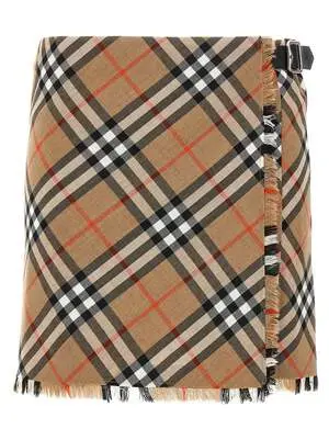 Burberry Check Wool Blend Kilt Skirt - Multicolor