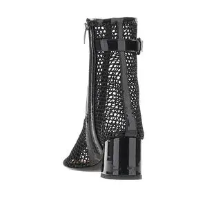 Alaïa Net Patent Detail Ankle Booties - Black