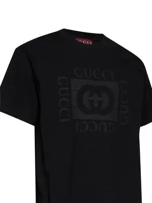 Gucci Black Cotton Jersey Printed T-shirt