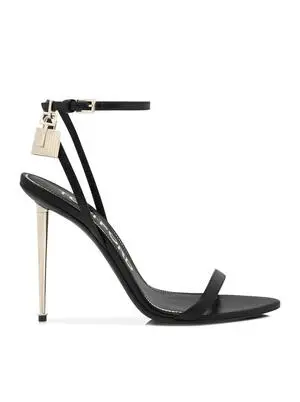 TOM FORD Pointed-toe Sandal With Padlock In Polished Leather - Black
