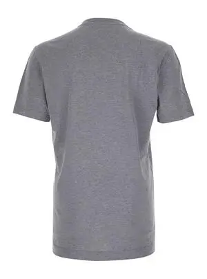 Dolce & Gabbana Grey Crewneck T-shirt With Logo Embroidery On The Front In Cotton - Gray