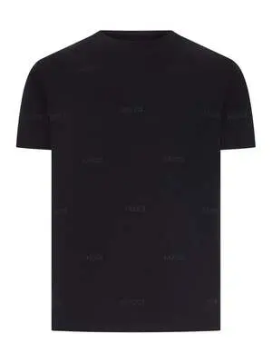 Gucci Jacquard Wool And Silk Blend T-shirt With All-over Logo - Black