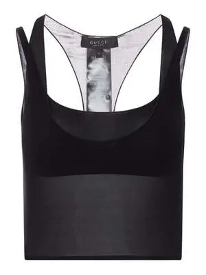Gucci Semi-transparent Top In Technical Fabric - Black