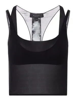 Gucci Semi-transparent Top In Technical Fabric - Black