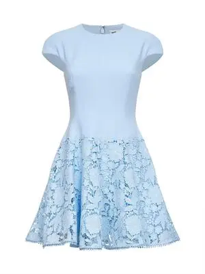 SELF-PORTRAIT Light Blue Crepe And Lace Mini Dress - Multicolor
