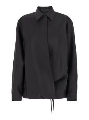 Valentino Garavani Wool Blend Oversize Fit Shirt With Back Knot Closure - Multicolor
