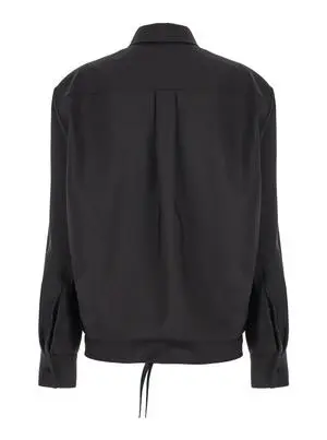 Valentino Garavani Wool Blend Oversize Fit Shirt With Back Knot Closure - Multicolor