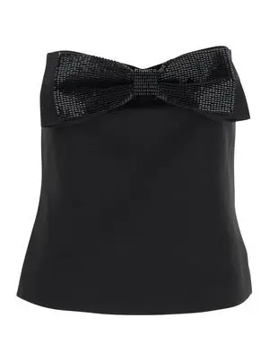 SELF-PORTRAIT Black Sleeveless Top With Bandeau Neckline In Tech Fabric - Multicolor