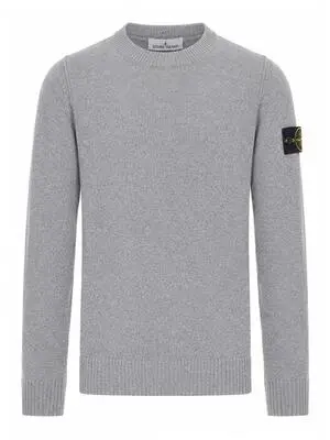 Stone Island Melange Effect Sweater With Compass Logo - Gray