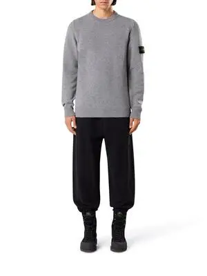 Stone Island Melange Effect Sweater With Compass Logo - Gray