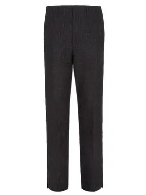 Fendi Linen Ff Jacquard Trousers - Black