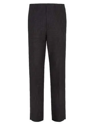 Fendi Linen Ff Jacquard Trousers - Black