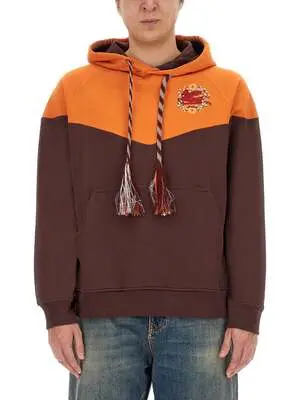 Etro Hooded Sweatshirt With Logo Embroidery - Orange