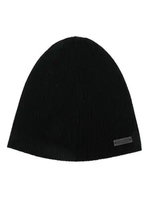 Saint Laurent Berretto Senza Risvolto A Costine - Black