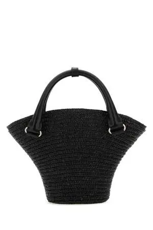 Balenciaga Straw Mini Beach Handbag - Black