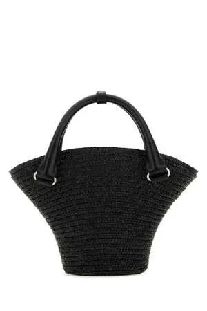 Balenciaga Straw Mini Beach Bag - Black