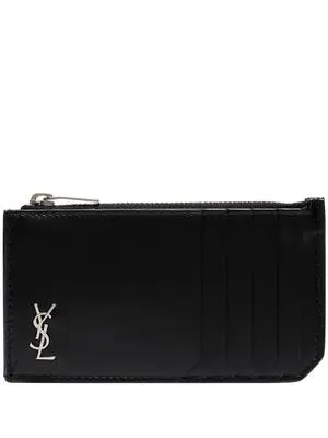 Saint Laurent Card Holder With Zip - Black