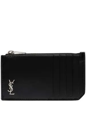 Saint Laurent Card Holder With Zip - Black