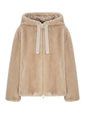 Herno Faux Fur Hooded Jacket - Cream