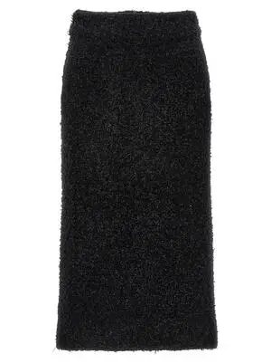 Balenciaga Tweed Midi Skirt - Black