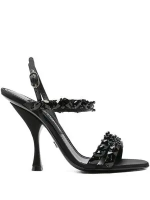 Dolce & Gabbana Embroidered Satin Sandals - Multicolor