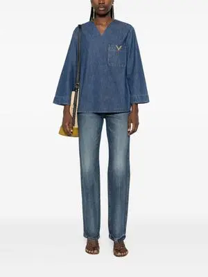 Valentino Garavani Vlogo Signature Denim Blouse - Multicolor