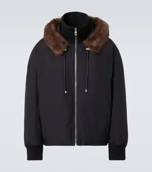 Loewe Shearling-trimmed Cotton-blend Jacket - Black