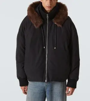 Loewe Shearling-trimmed Cotton-blend Jacket