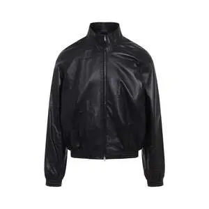 Acne Studios Leather Bomber Jacket - Black