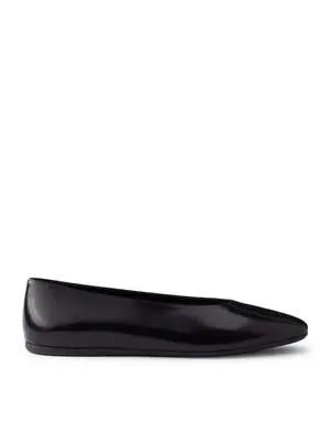 Prada Brushed Leather Ballerinas - Black