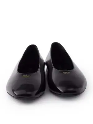 Prada Brushed Leather Ballerinas - Black