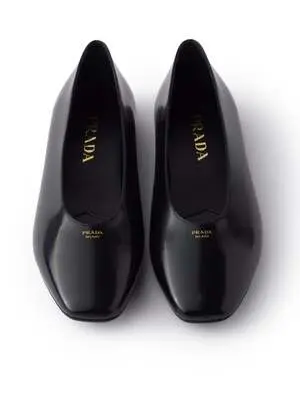 Prada Brushed Leather Ballerinas - Black