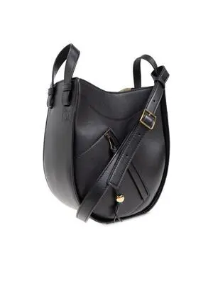 Loewe Hammock Slice Bag In Shiny Calfskin - Black