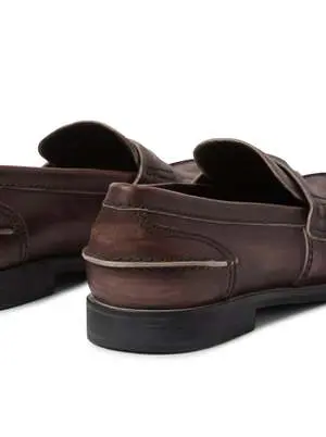 Miu Miu Vintage Effect Leather Loafers - Multicolor